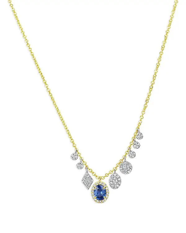 Meira T 14k Gold Blue Sapphire And Diamond Dangle Pendant Necklace - Blue/gold