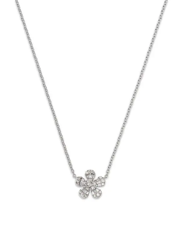 Bloomingdale'S Diamond Flower Pendant Necklace 0.28 Tcw - White