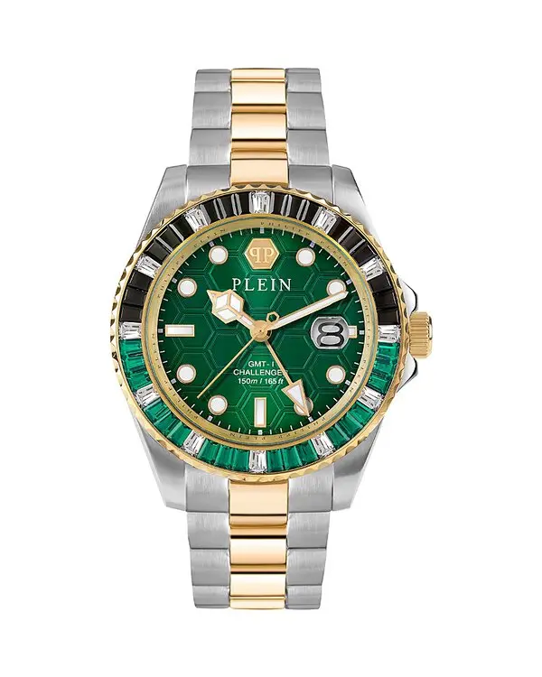 Philipp Plein Gmt-i Challenger Baguettes Watch, 44mm - Green/two-tone