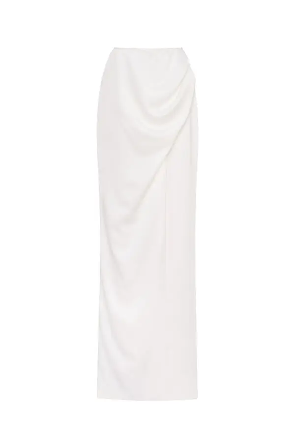 MILLA Fitted Maxi Skirt With Slit - White