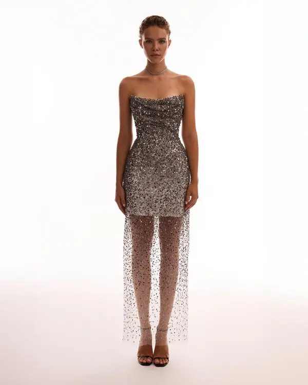 MILLA Semi-sheer Sequined Maxi Dress