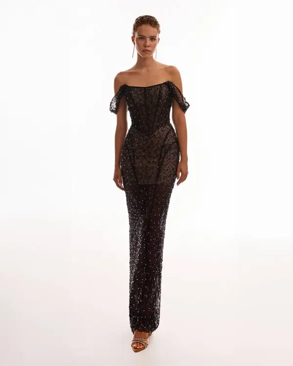 MILLA Sequin Embellished Fitted Maxi Dress