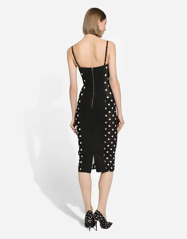 Dolce & Gabbana Marquisette Sheath Dress With Polka-dot And Corset Details - Print