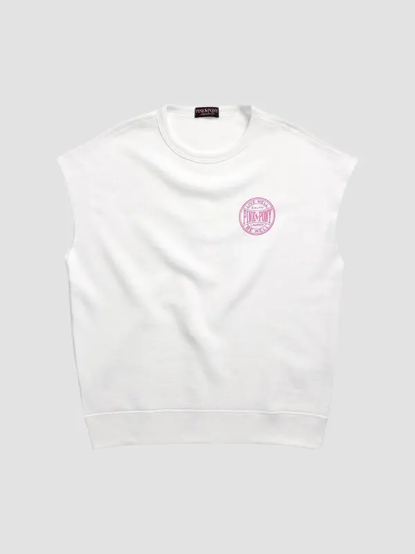 Polo Ralph Lauren Pink Pony Sleeveless Fleece Sweatshirt - Ceramic White