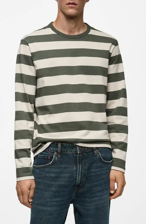 Mango Stripe Long Sleeve Cotton T-shirt