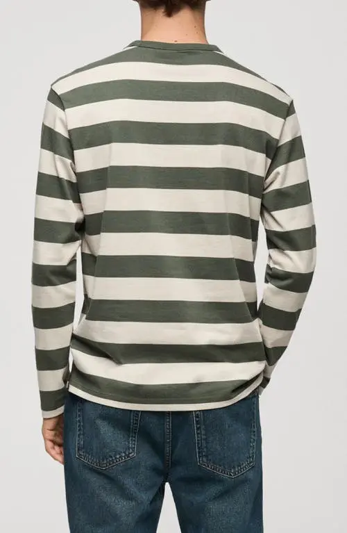Mango Stripe Long Sleeve Cotton T-shirt