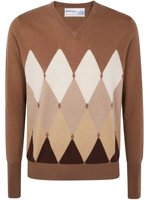 BALLANTYNE V-neck Cashmere Pullover - Brown