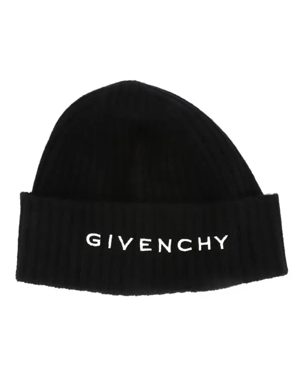 Givenchy Ribbed Embroidered Logo Beanie - Black/white