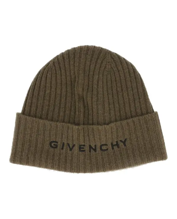 Givenchy Embroidered Logo Beanie - Khaki/black
