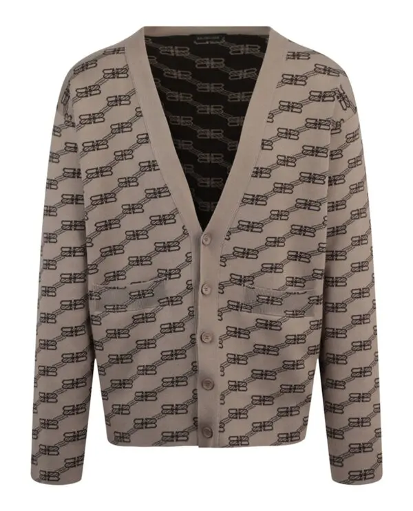 Balenciaga Logo Intarsia-knit Cardigan