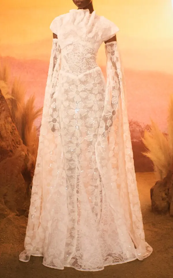 Rodarte AppliquD Floral Lace Gown - White | Editorialist
