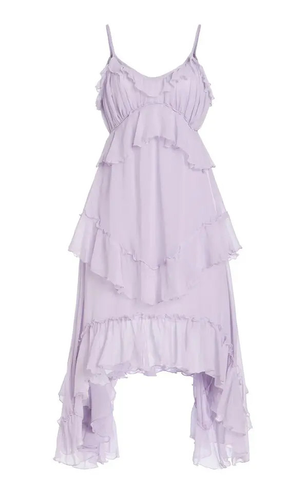RODARTE Ruffled Silk-chiffon Midi Dress