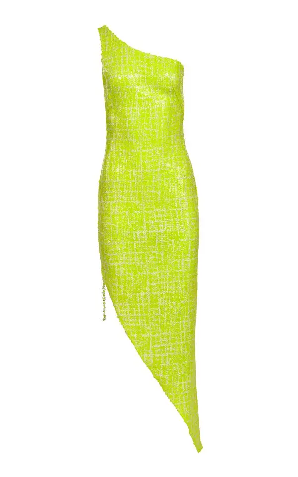 Francesca Miranda Isola Sequined Single-Shoulder Dress - Green |  Editorialist