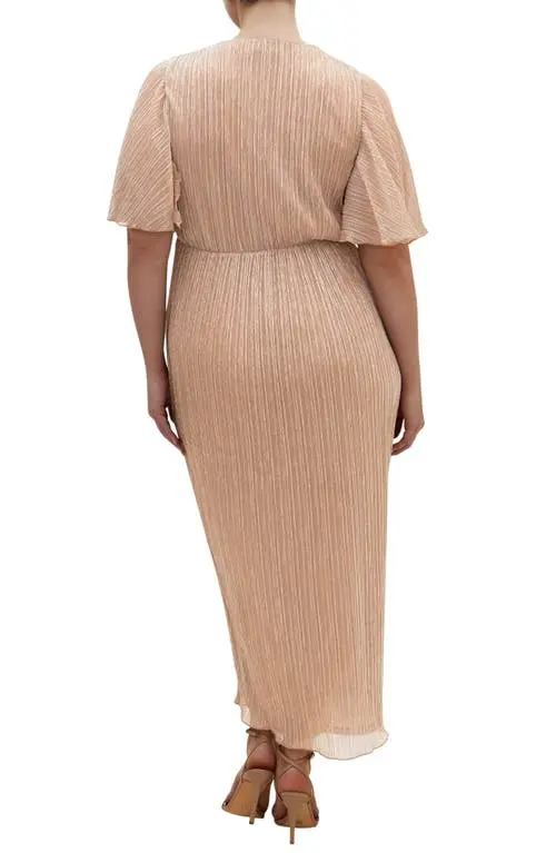City Chic Lily Metallic Ruched Dress