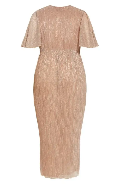 City Chic Lily Metallic Ruched Dress