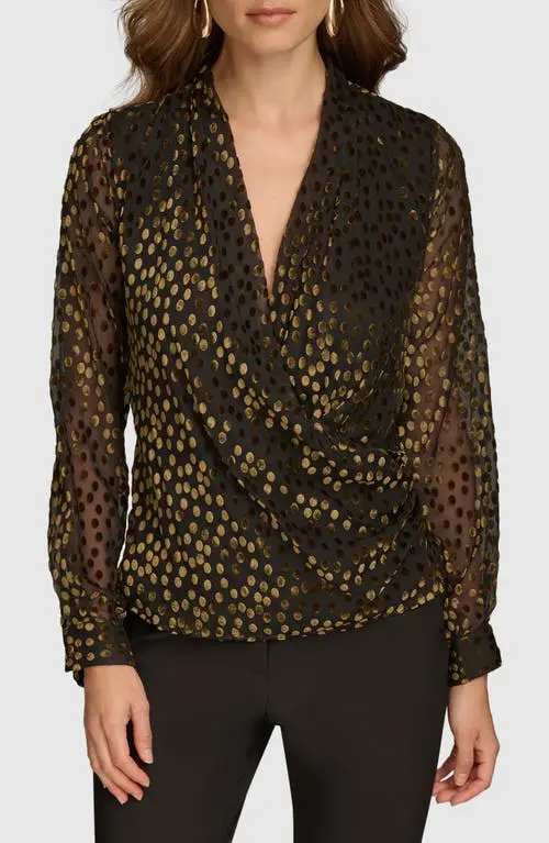 Donna Karan New York Burnout Velvet Dot Top