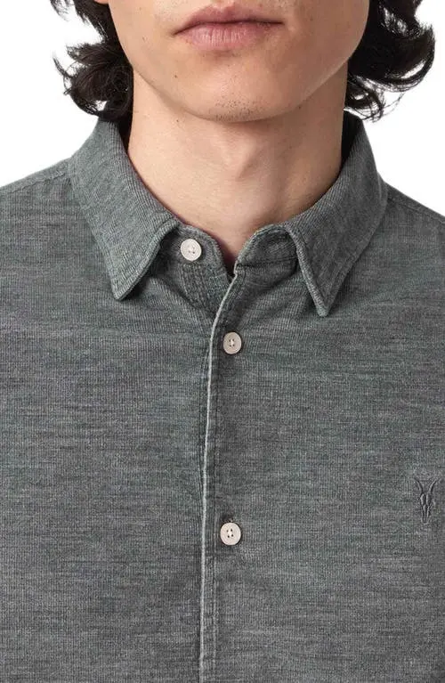 ALLSAINTS Lorella Rib Cotton Button-up Shirt - Light Grey