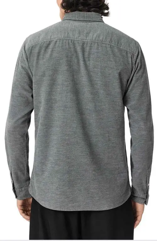 ALLSAINTS Lorella Rib Cotton Button-up Shirt - Light Grey