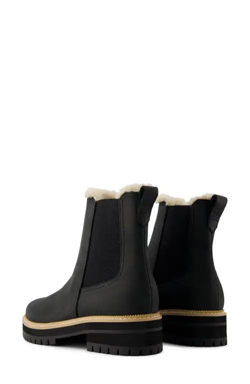 Toms Bennet Chelsea Boot - Black Leather/ Faux Fur