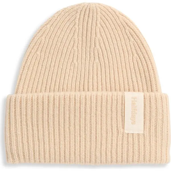 HALFDAYS Ribbed Merino Wool Beanie - Oat Milk