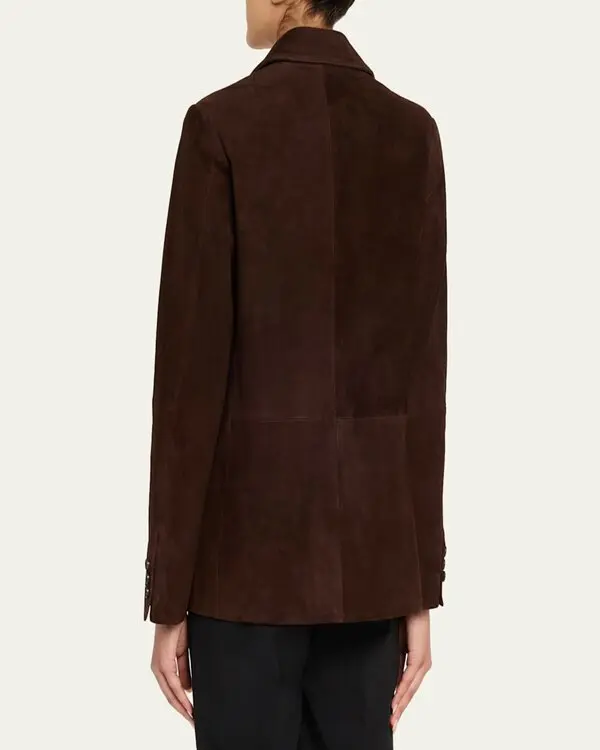 Vince Single-breasted Suede Blazer - Choc
