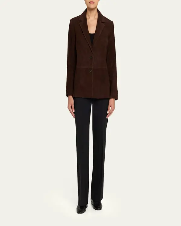 Vince Single-breasted Suede Blazer - Choc