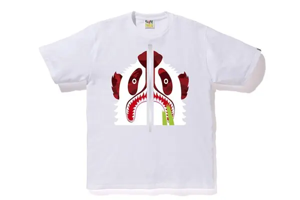 A BATHING APE Camo Panda Tee Shirt - White/red
