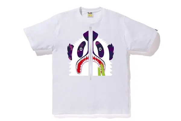 A BATHING APE Camo Panda Tee Shirt - White/purple
