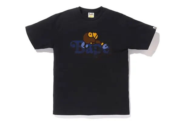 A BATHING APE Camo Milo On Tee Shirt - Black/blue