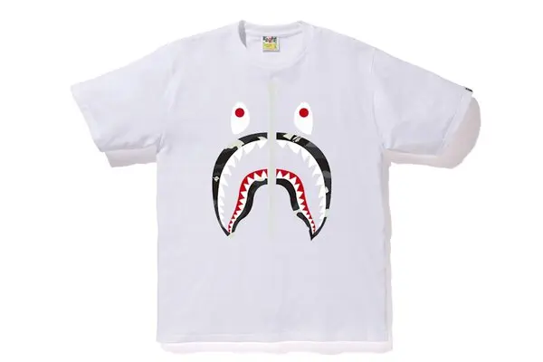 A BATHING APE City Camo Shark Tee Shirt - White/black