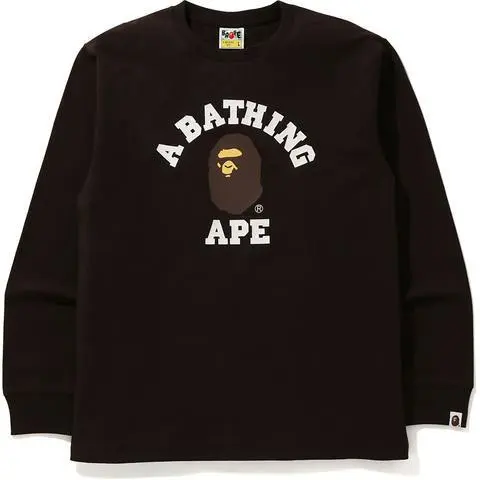 A BATHING APE College Long Sleeve Tee Shirt - Brown