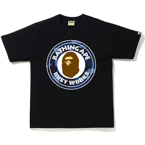 A BATHING APE Camo Busy Works T-shirt - Black/navy Blue