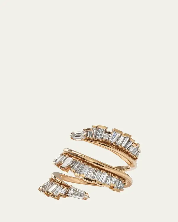 Nak Armstrong 20k Recycled Diamond Ruched Coil Ring - Rose Gold