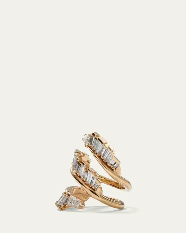 Nak Armstrong 20k Recycled Diamond Ruched Coil Ring