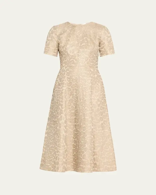 Adam Lippes Evangeline Leopard Jacquard Midi Dress
