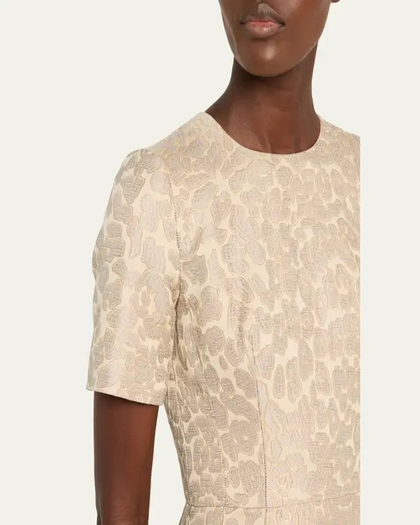 Adam Lippes Evangeline Leopard Jacquard Midi Dress