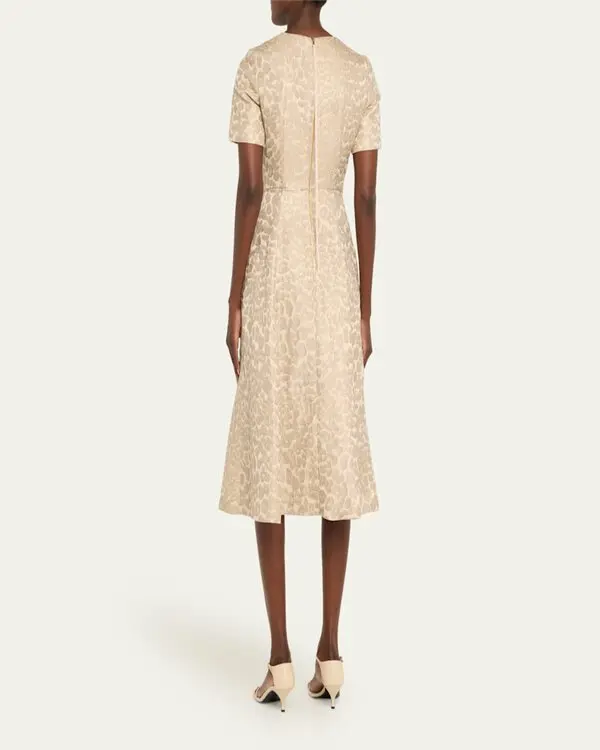 Adam Lippes Evangeline Leopard Jacquard Midi Dress