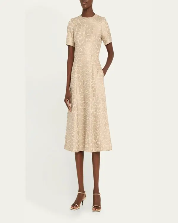 Adam Lippes Evangeline Leopard Jacquard Midi Dress
