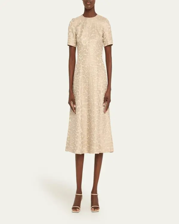 Adam Lippes Evangeline Leopard Jacquard Midi Dress