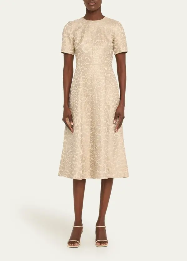 Adam Lippes Evangeline Leopard Jacquard Midi Dress
