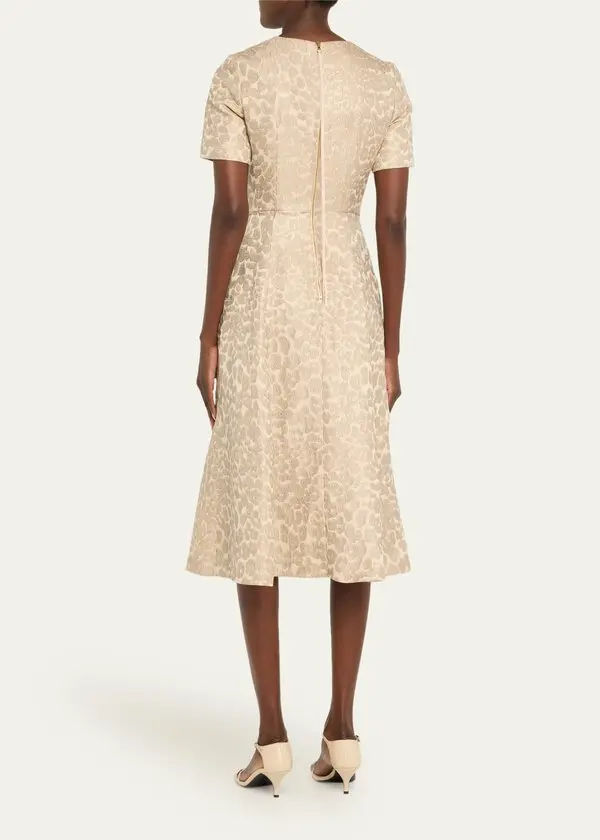 Adam Lippes Evangeline Leopard Jacquard Midi Dress