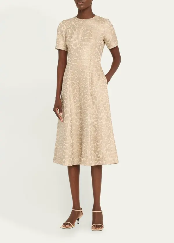 Adam Lippes Evangeline Leopard Jacquard Midi Dress