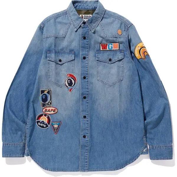 A BATHING APE Crazy Patch Denim Shirt