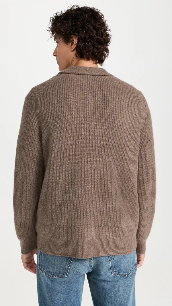 ALEX MILL Mitchell Cardigan In Marled Cashmere - Heather Walnut