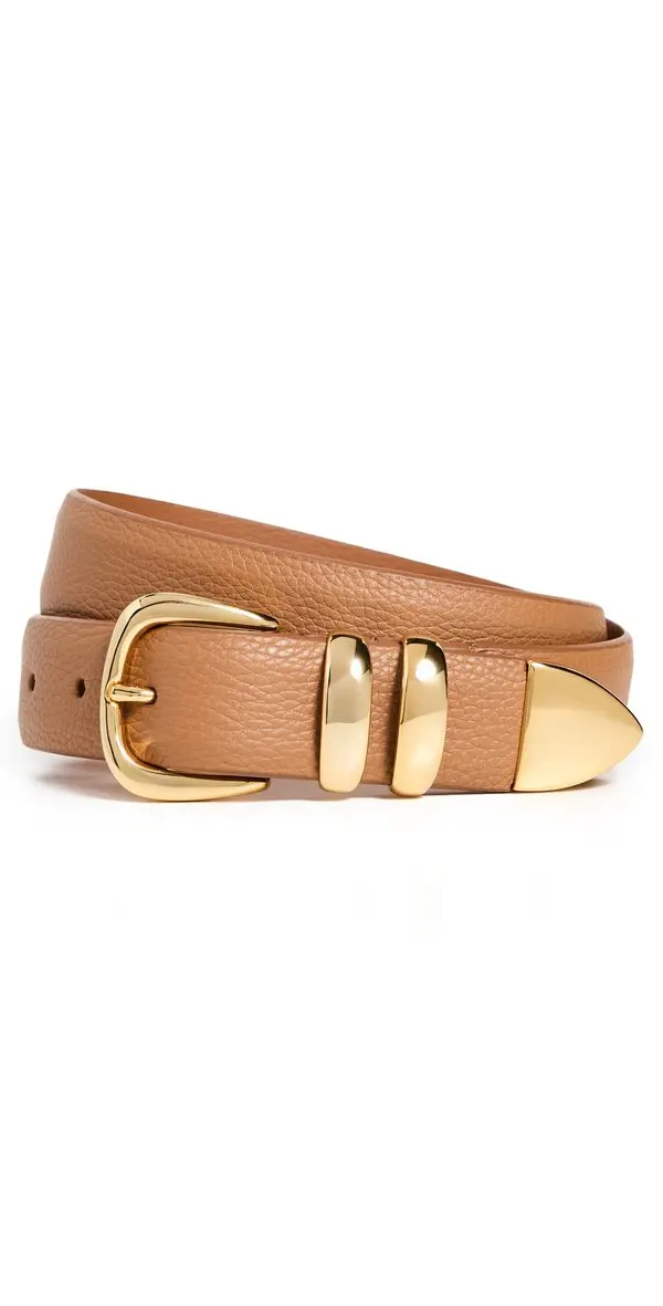 Anderson's Narrow Calf Leather Double Fastener Belt - Medium Tan