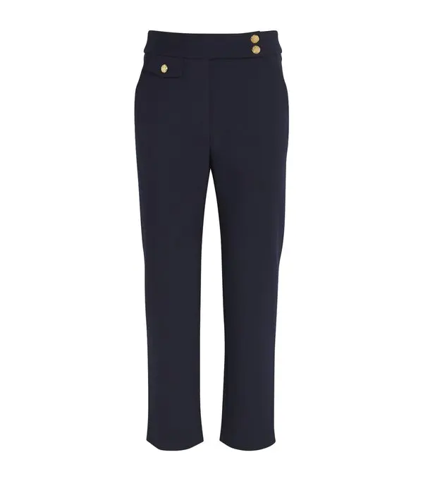 Veronica Beard Woven Cropped Renzo Trousers - Navy