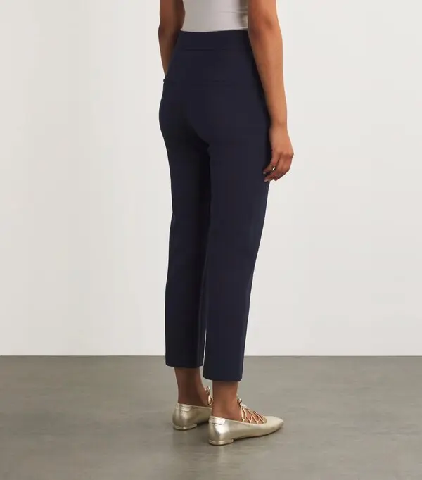 Veronica Beard Woven Cropped Renzo Trousers - Navy