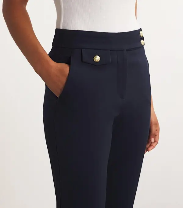 Veronica Beard Woven Cropped Renzo Trousers - Navy