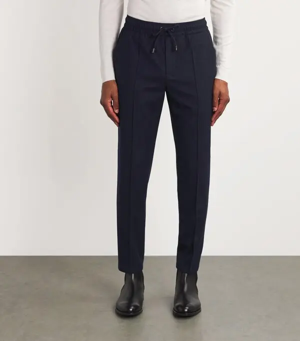 Isaia Wool-cashmere Blend Drawstring Trousers - Navy