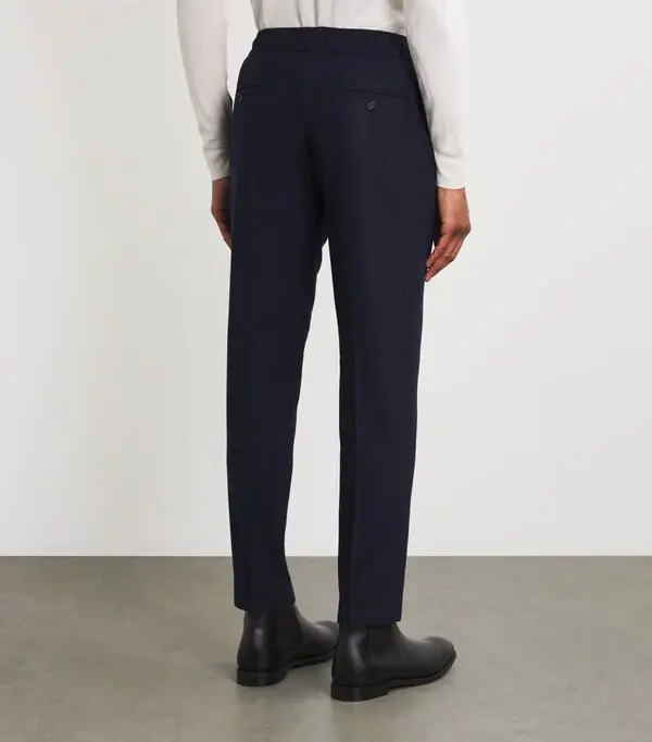 Isaia Wool-cashmere Blend Drawstring Trousers - Navy
